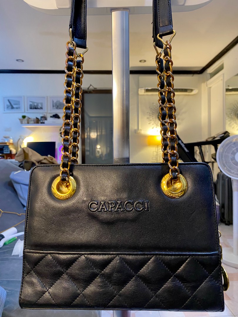 Authentic Capacci Leather Sling Bag - Black Medium Size - on Carousell