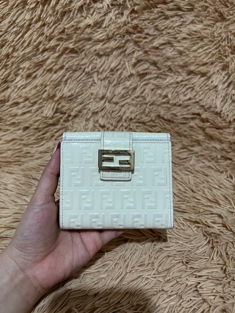 Authentic Fendi Monogram White Compact Wallet on Carousell