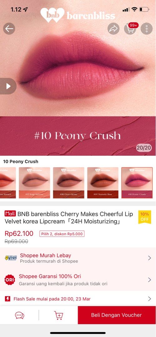 BB barenbliss Cherry Makes Cheerful Lip Velvet korea Lipcream [24H ...
