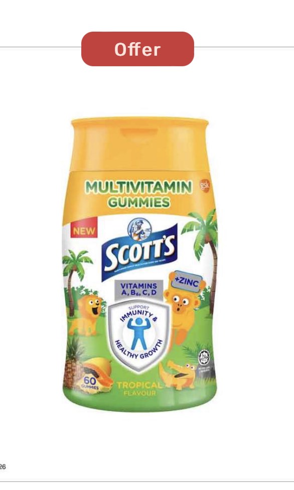 BNIB Scott's Multivitamin Gummies Tropical 60s, Health & Nutrition ...