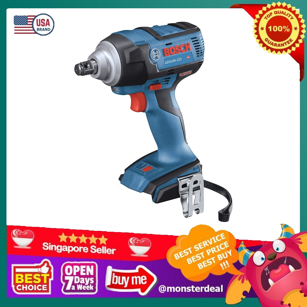 BOSCH GDS18V-221N 18V EC Brushless 1/2 In. Impact Wrench with Friction ...