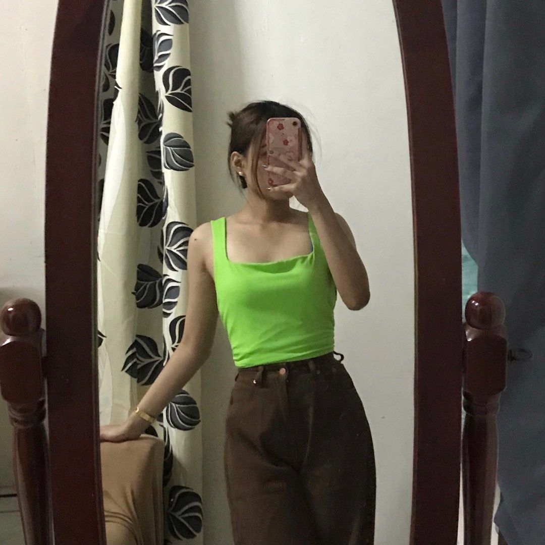Bright Neon Green Top, Women's Fashion, Tops, Sleeveless on Carousell