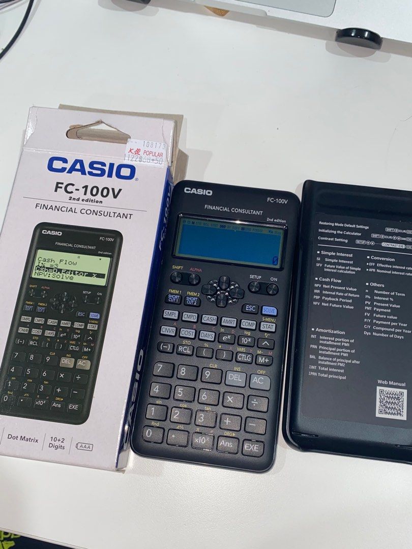 Casio Financial Calculator FC-100V 2nd Edition, Computers & Tech ...