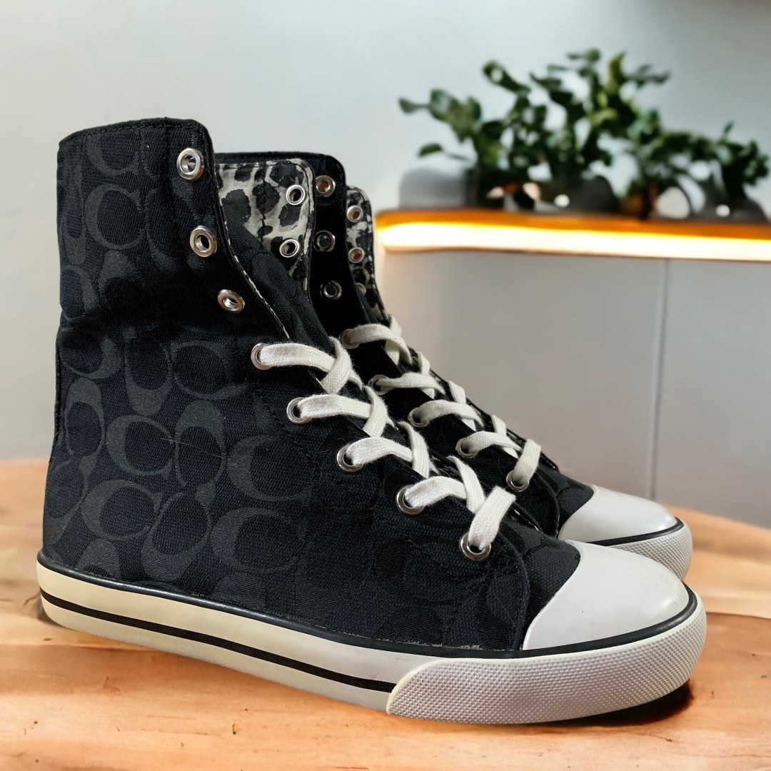 Coach Shoes Bonney High Top Sneakers Authentic, Fesyen Wanita, Sepatu ...