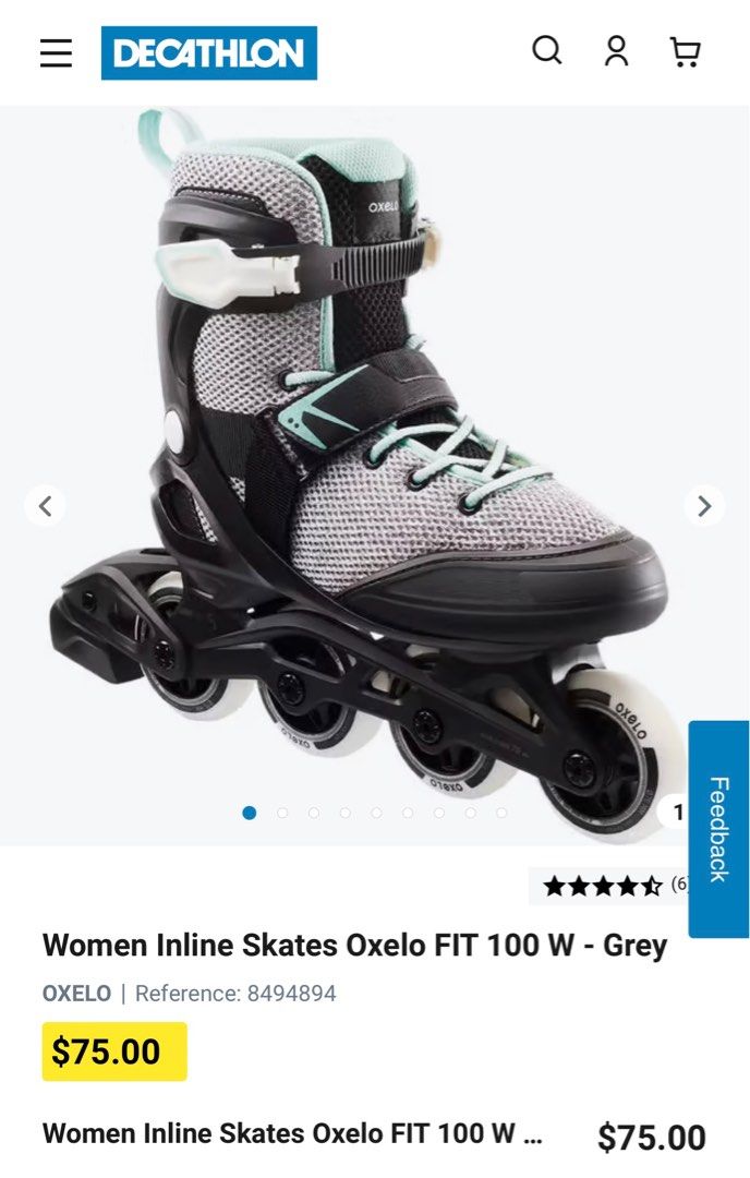 DECATHLON OXELO WOMEN INLINE SKATS FIT 100 W - GREY/MINT GREEN , Sports ...