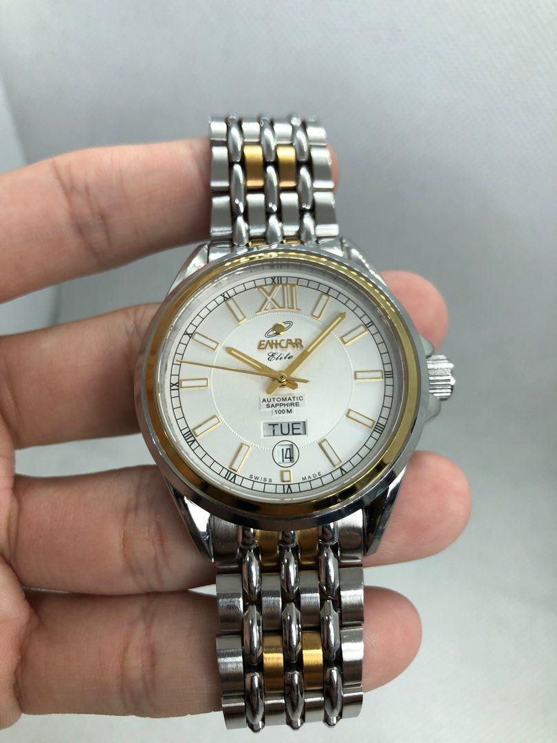 Enicar Elite 40mm Day Date Gold Automatic Watch, Luxury, Watches on ...