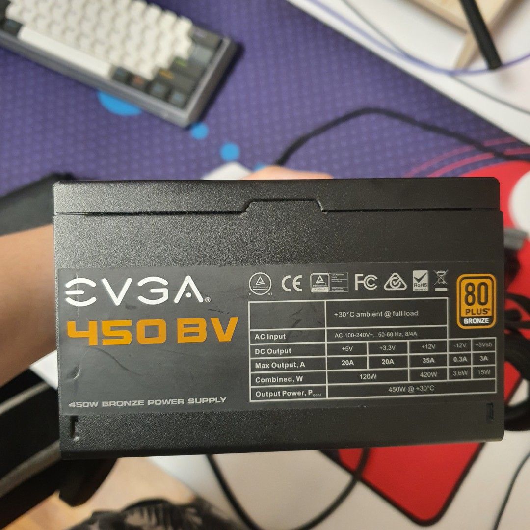 EVGA 450 BV 450w psu bronze, Computers & Tech, Parts & Accessories, Computer Parts on Carousell