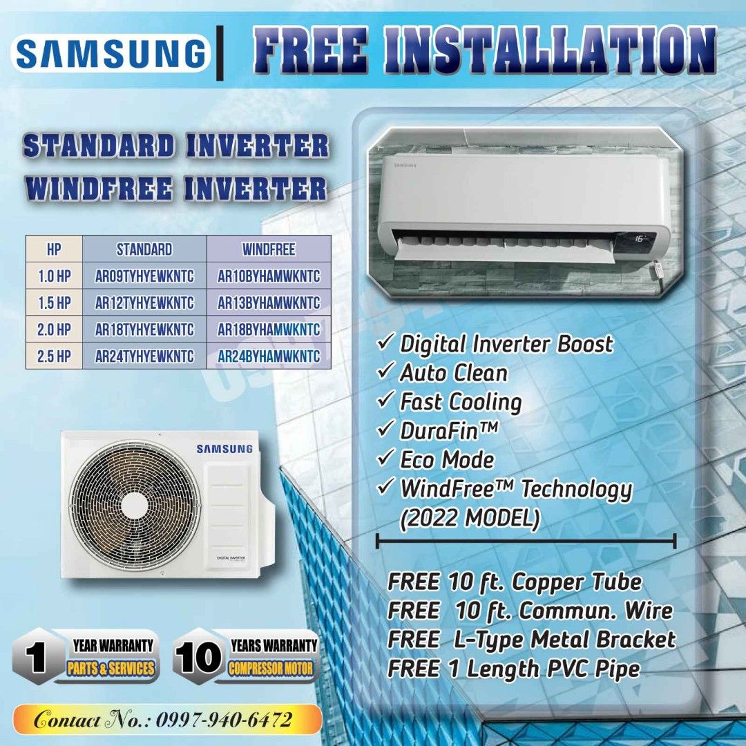 FREE INSTALLATION SAMSUNG DIGITAL INVERTER SPLIT TYPE, TV & Home ...