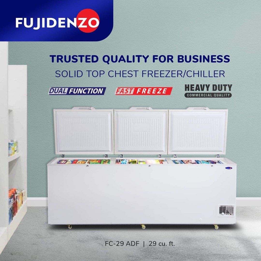 FUJIDENZO 29 cu ft SOLID TOP CHEST FREEZER FC29ADF, TV & Home Appliances, Kitchen Appliances ...