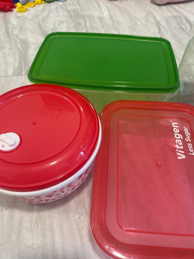 Glass/ plastic tupperware/ storage containers, cereal bottles, etc ...