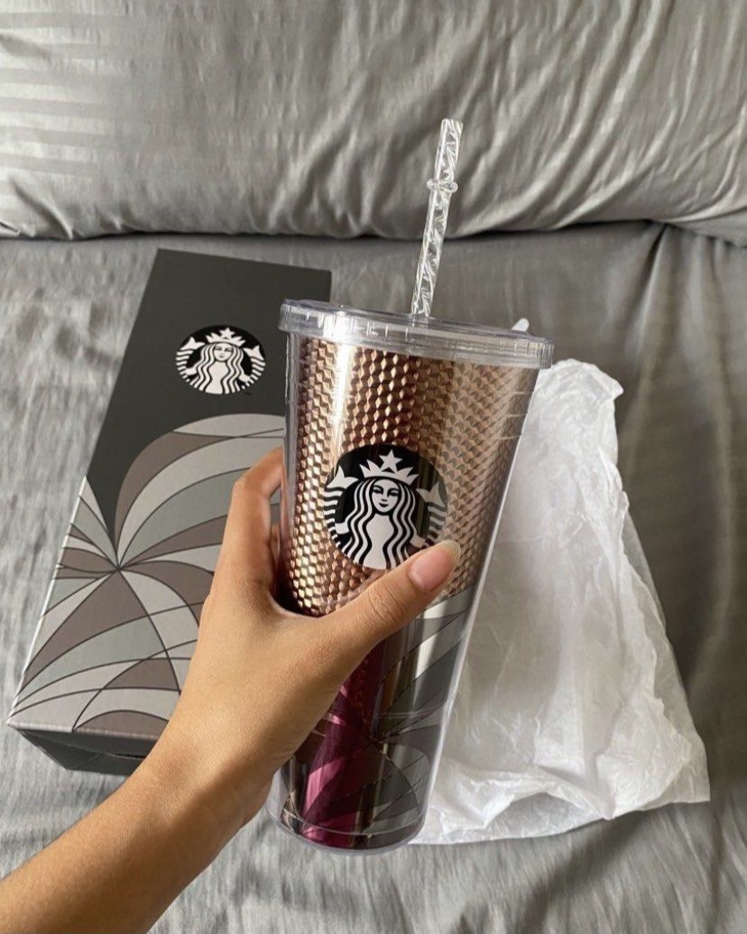 Gold Cold Cup Tumbler Starbucks Traditions 2023, Furniture & Home Living, Kitchenware ...