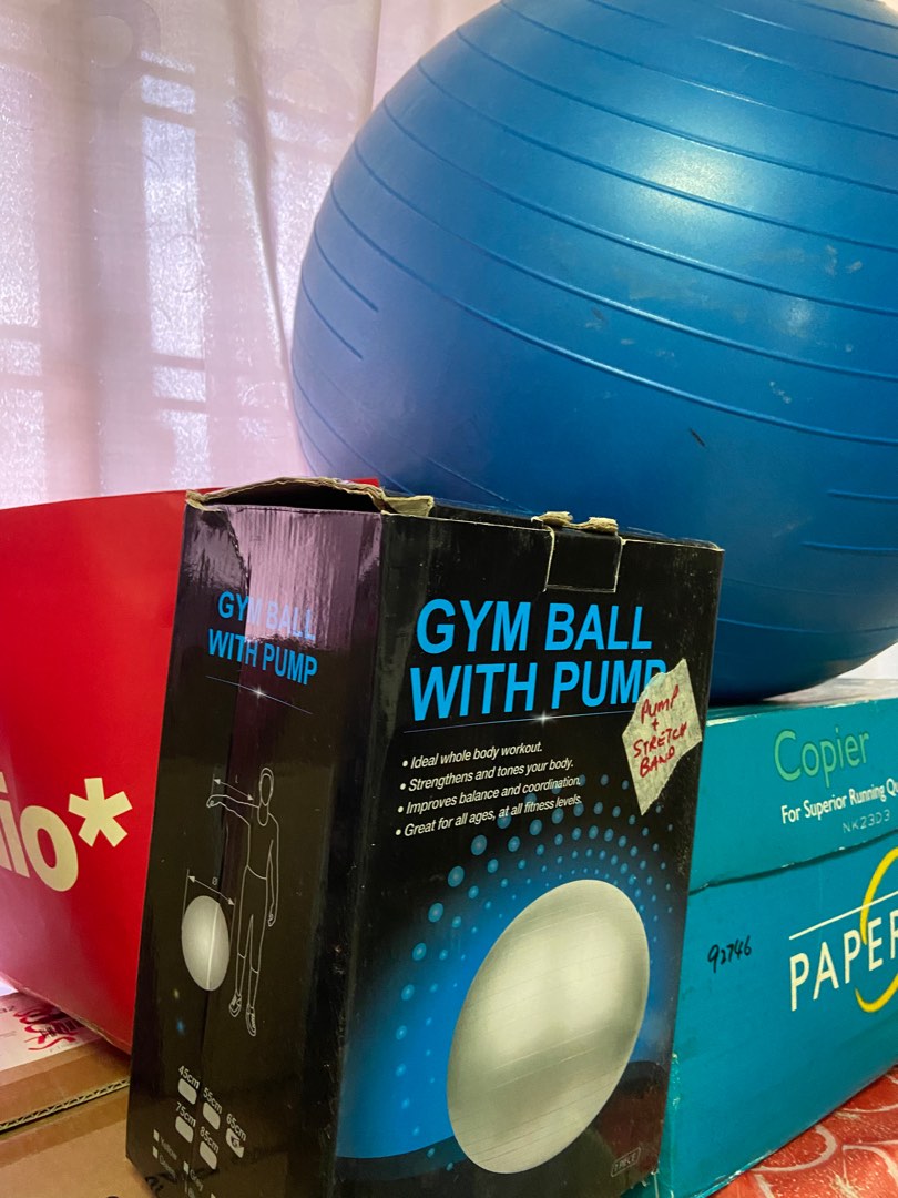 Gym ball 65cam and pump, Sports Equipment, Exercise & Fitness, Toning ...