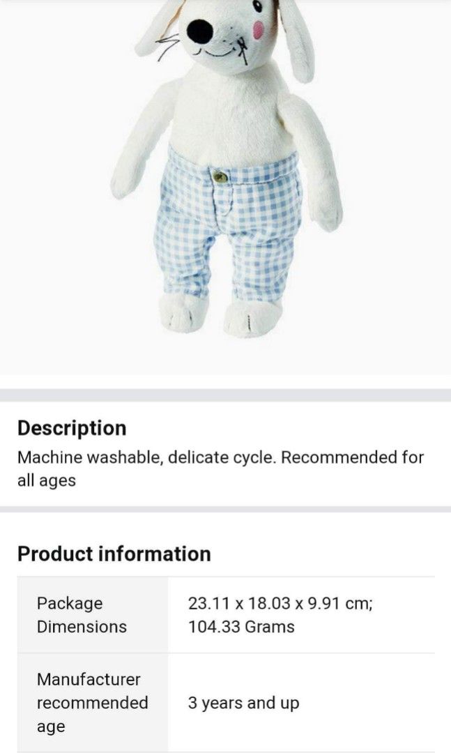 IKEA WHITE RABBIT AND DALMATIAN DOG PLUSH STUFFED TOY, Hobbies & Toys ...