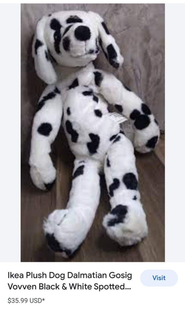 IKEA WHITE RABBIT AND DALMATIAN DOG PLUSH STUFFED TOY, Hobbies & Toys ...