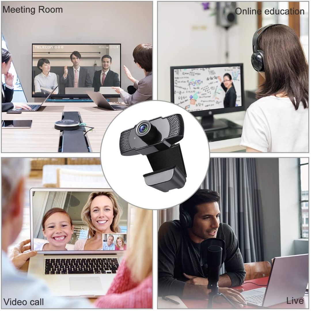 IVSO Webcam with Microphone, HD 1080P USB Camera Plug and Play ...