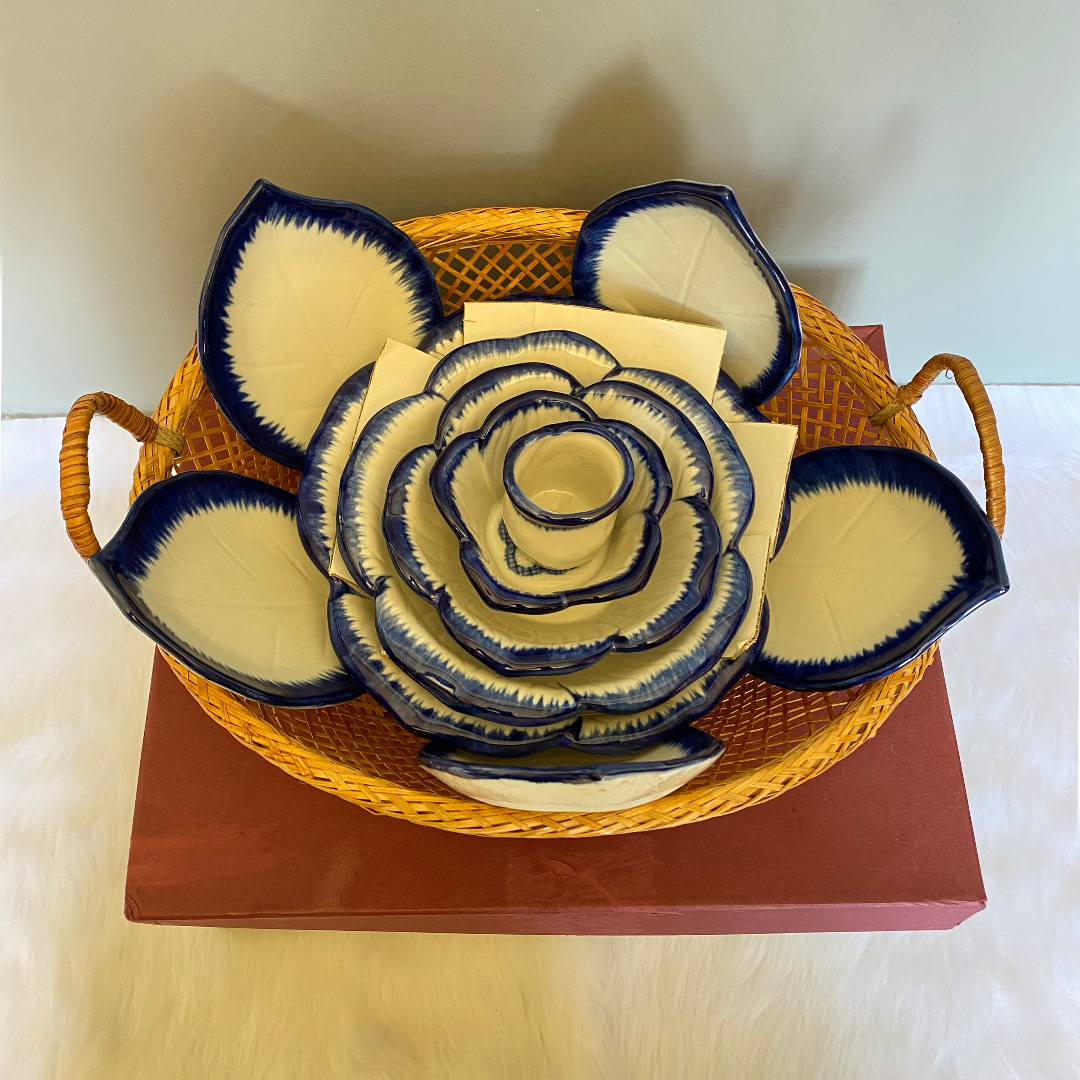 Japan Hon Blue Rose Garden Ceramic Bowls Center Table Decor on Carousell