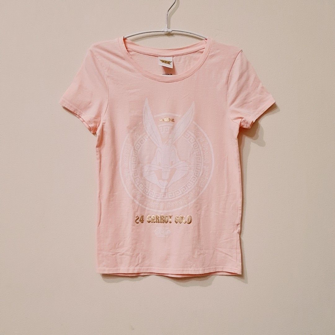KAOS BUGS BUNNY LOONEY TUNES COTTON ON TSHIRT TEE SIZE M GOLD TEXT ...