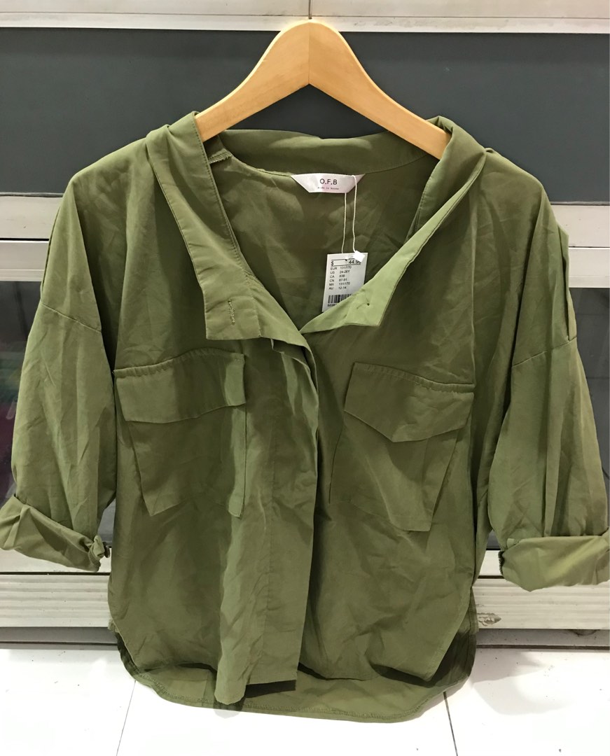 Kemeja oversized army // Kemeja korea premium, Fesyen Wanita, Pakaian ...