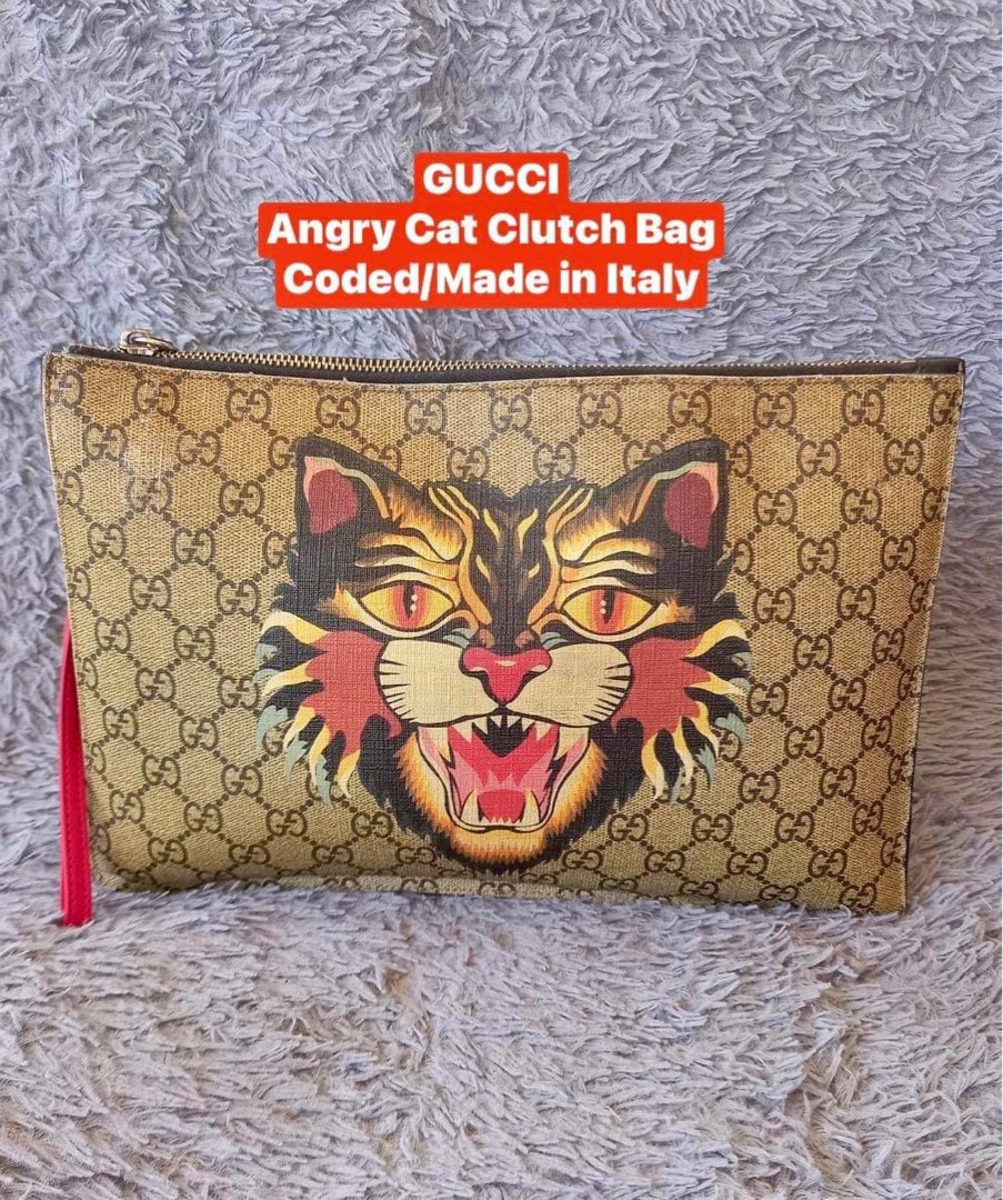Legit Gucci Angry Cat Clutch, Luxury, Bags & Wallets on Carousell