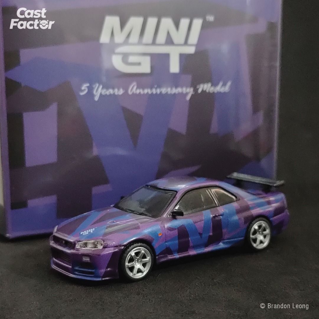 Mini GT #446 5th Anniversary Nissan Skyline GT-R R34 V-Spec II Purple ...