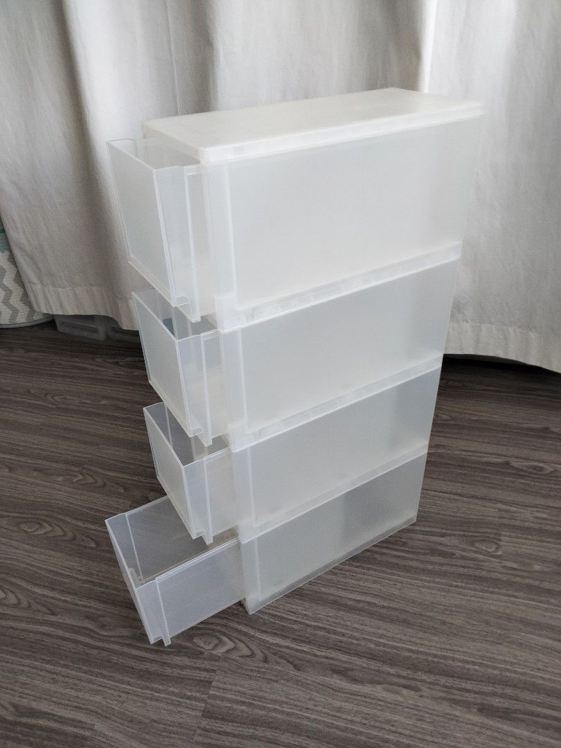 Muji slim 3-tier pp drawers organizer storage stocker, Furniture & Home ...