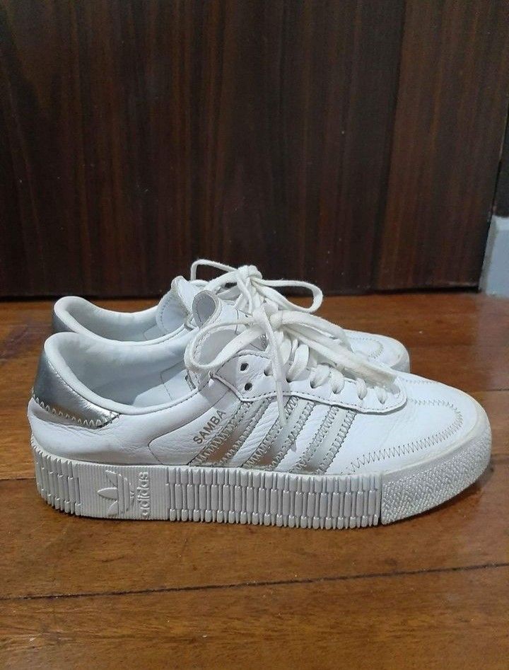 Original Adidas Samba Platform - White/Silver, Women's Fashion ...