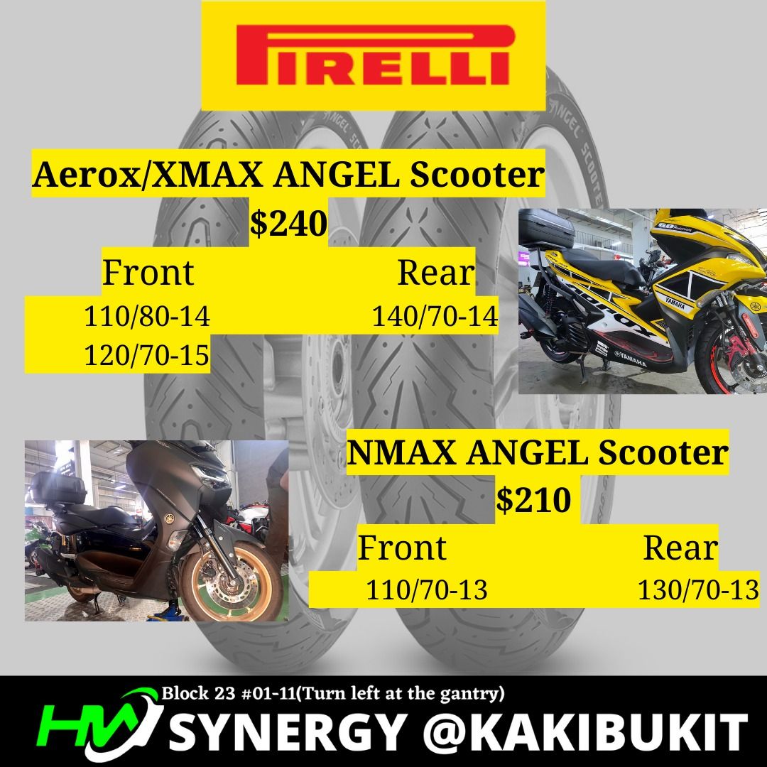 PIRELLI ANGEL SCOOTER TYRE : YAMAHA AEROX/ NMAX/XMAX/ADV, Motorcycles ...