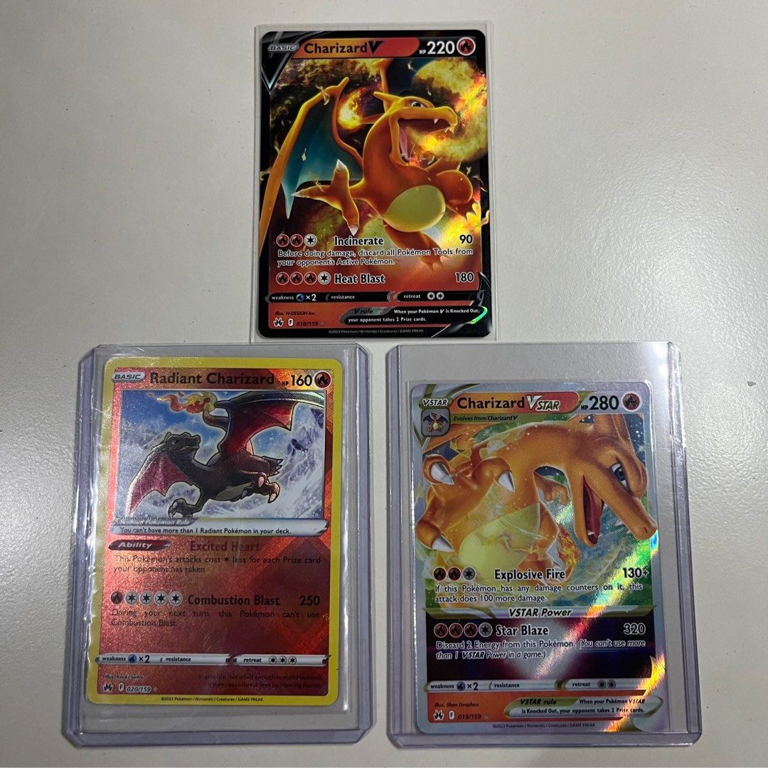 Pokemon card crown zenith TCG charizard V 018/159, radiant charizard ...