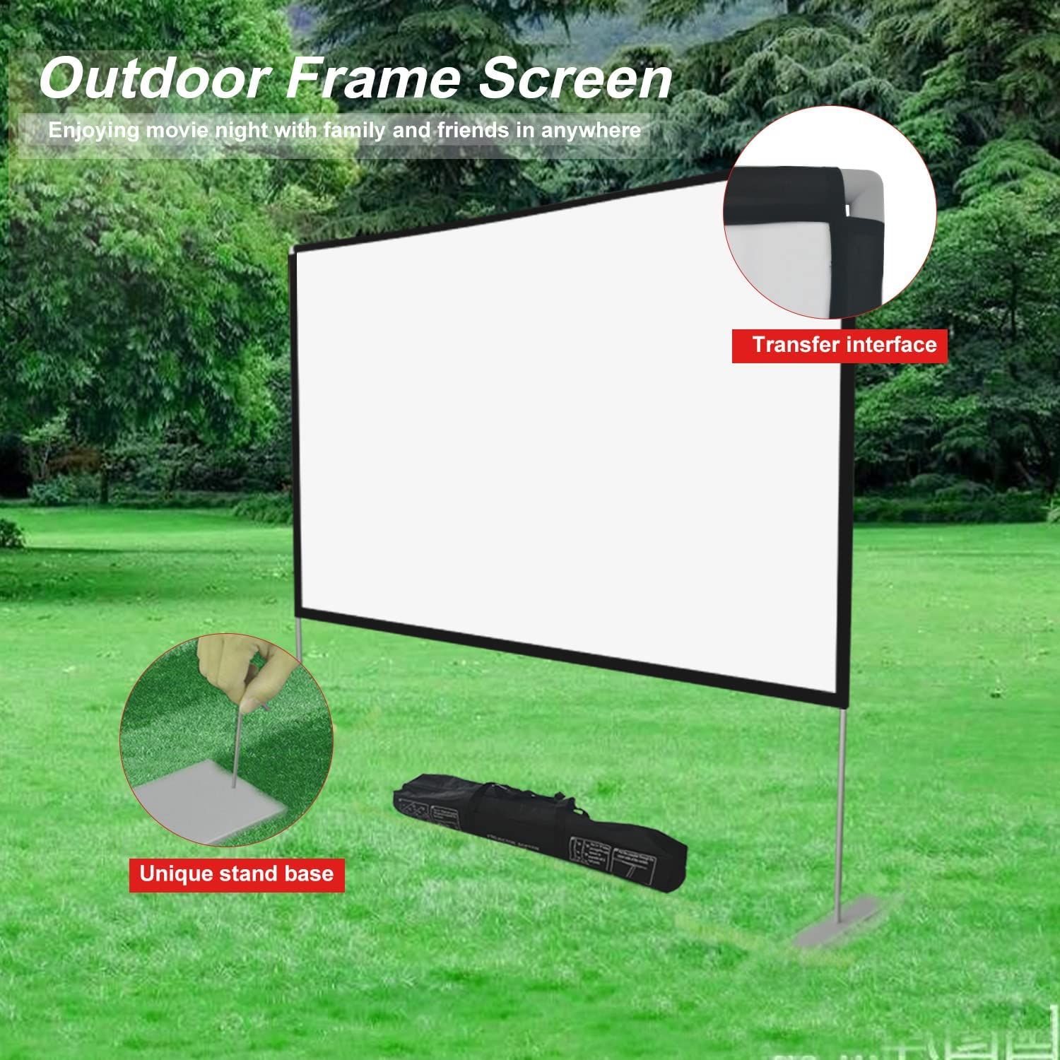 Portable Projector Screen with Stand 100 inch 16:9 HD 4K Outdoor Indoor ...