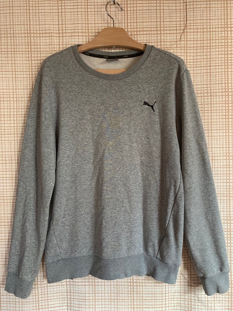 Puma Gray Crewneck, Men's Fashion, Activewear on Carousell