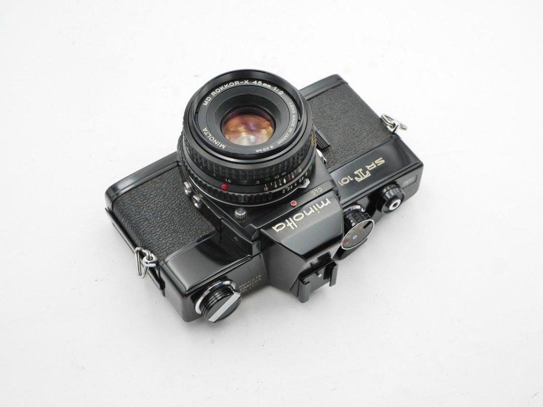 RARE Black Paint Minolta SRT 101 Film SLR + Minolta 45mm F2 Pancake ...