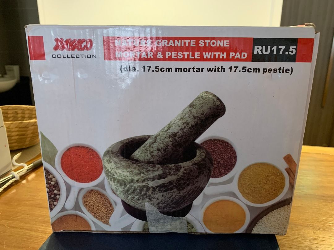 Rayaco 17.5CM MORTAR and PESTLE/Lesung Batu (Nature Granite Stone ...