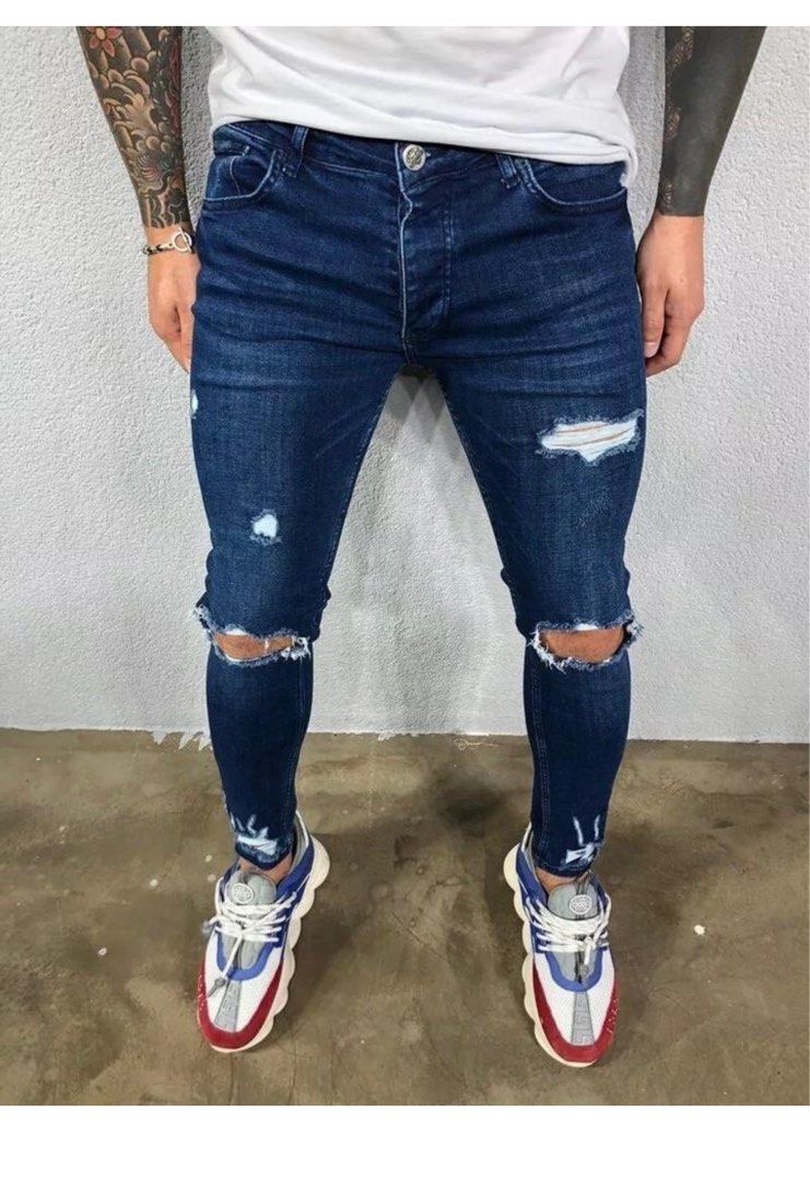 Rip Jeans, Men's Fashion, Bottoms, Jeans on Carousell