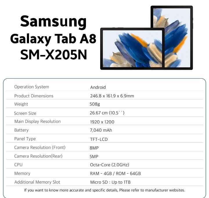 Samsung Galaxy Tab A8 SM-X205 LTE 64GB/ Brand New Seal, Mobile Phones ...