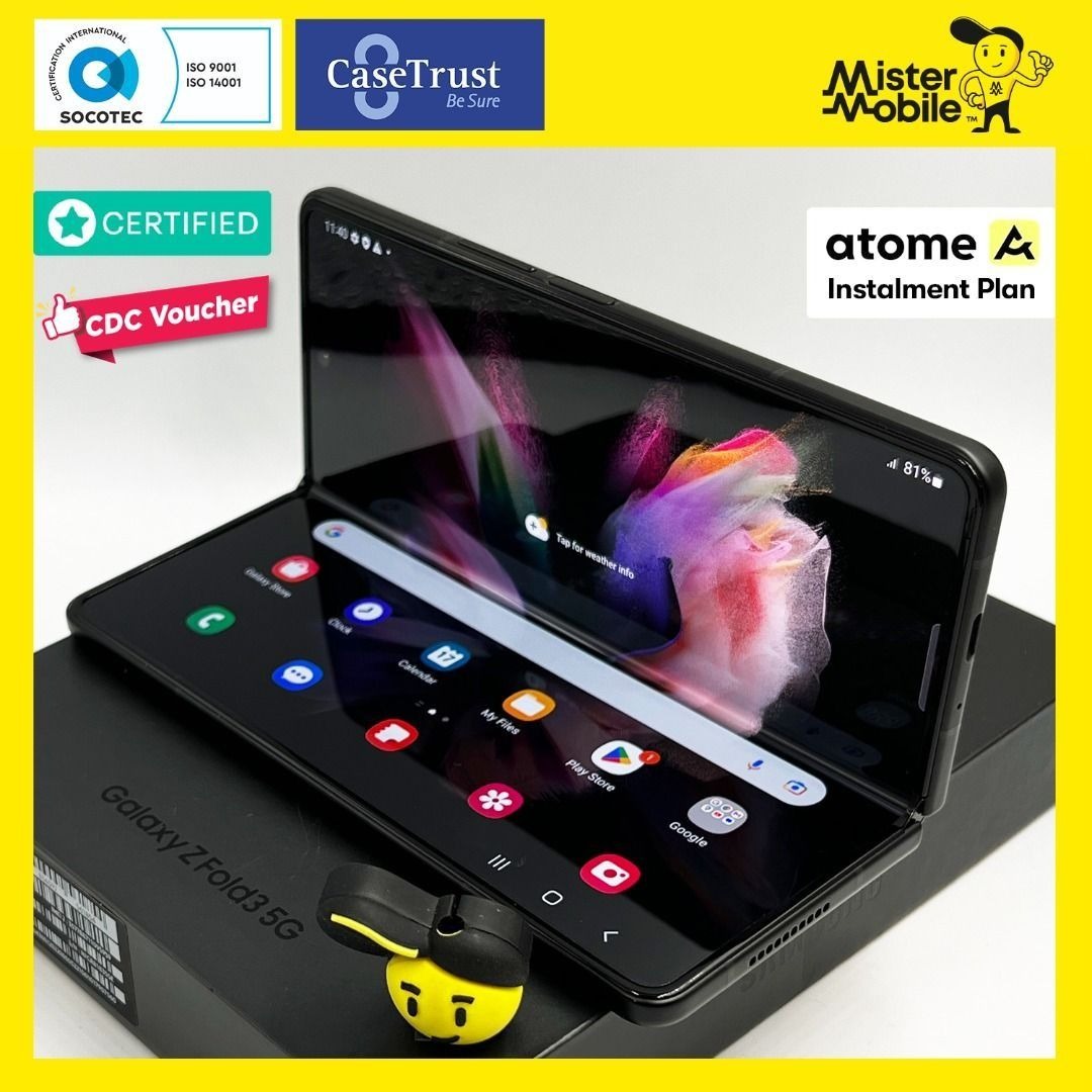 Samsung Galaxy Z Fold 3 5G 256 256GB Phantom Black Local Used Set ...