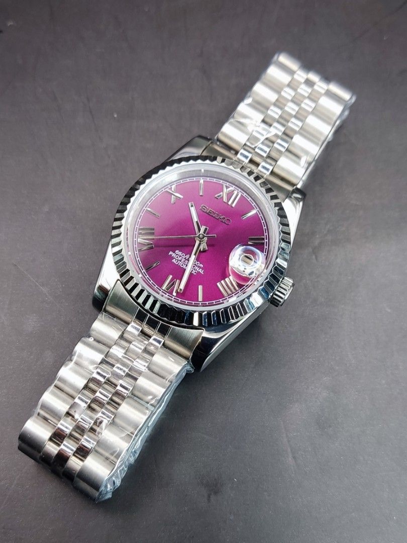 Seiko mod roman purple datejust, Men's Fashion, Watches & Accessories ...