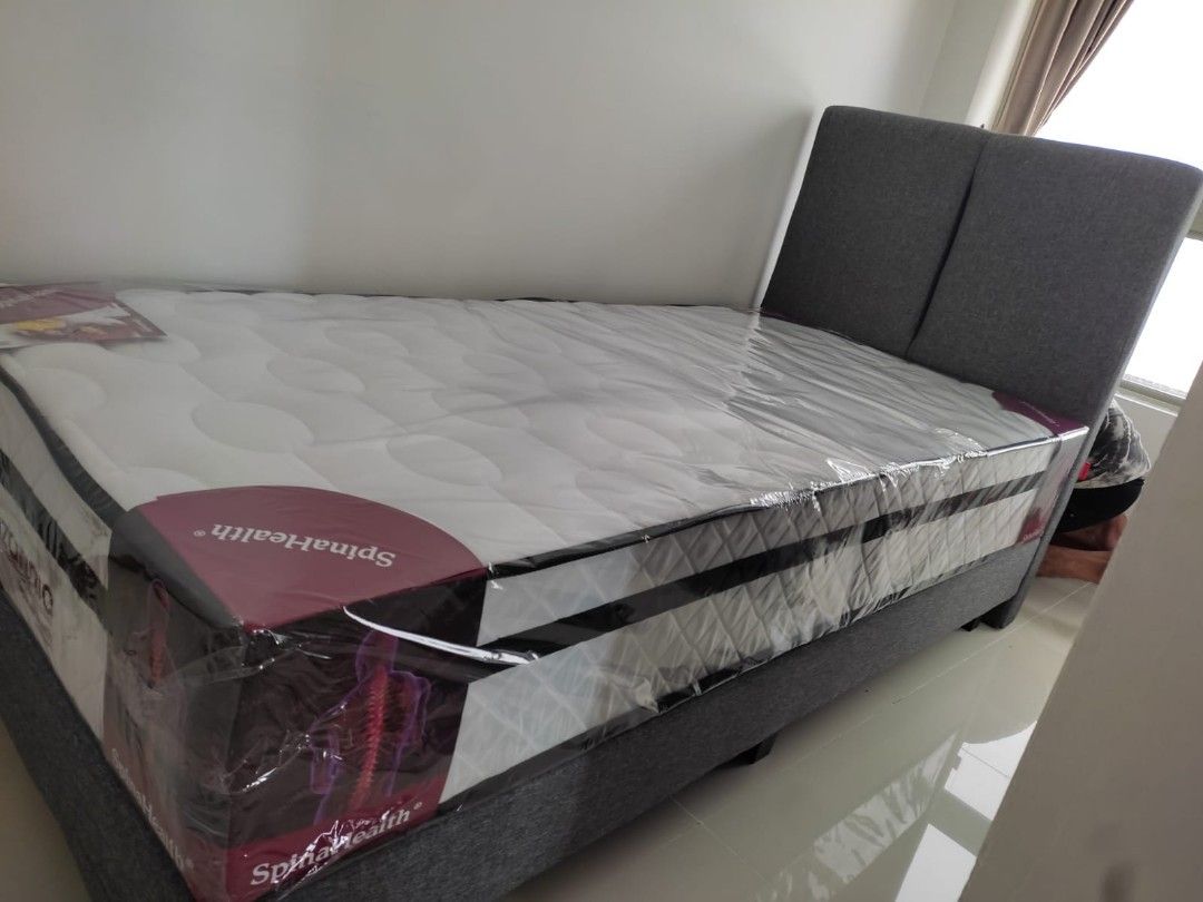 Single Bedframe with single Euro Top Fabric Suzanna Spring Mattress ...