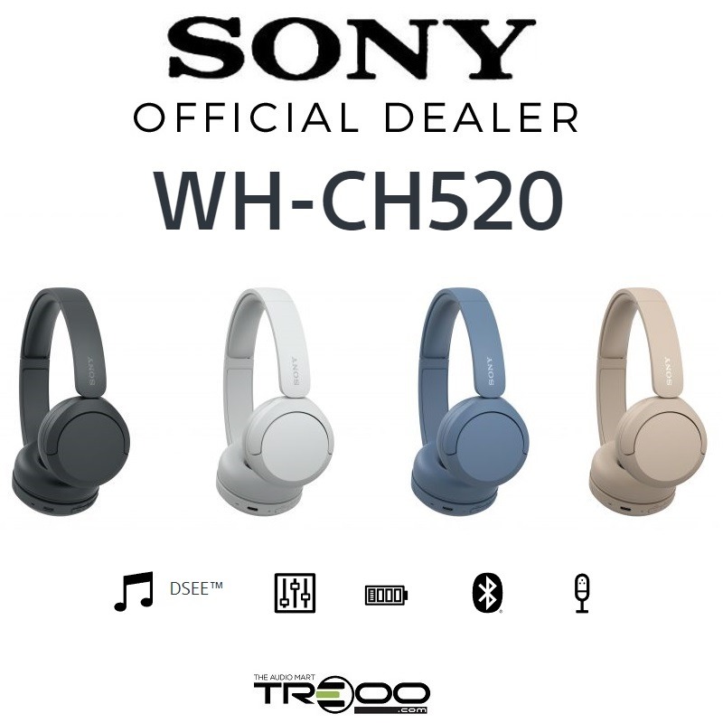 [Official]($3 Cashback!) Sony WH-CH520 Wireless Bluetooth Over-Ear ...
