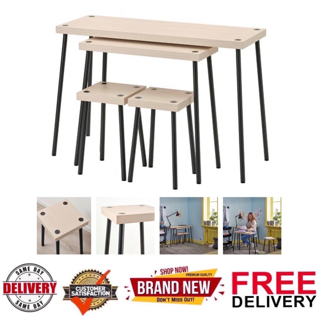 Study Table, dining table, FRIDNÄS Nesting tables with stools set of 4 ...
