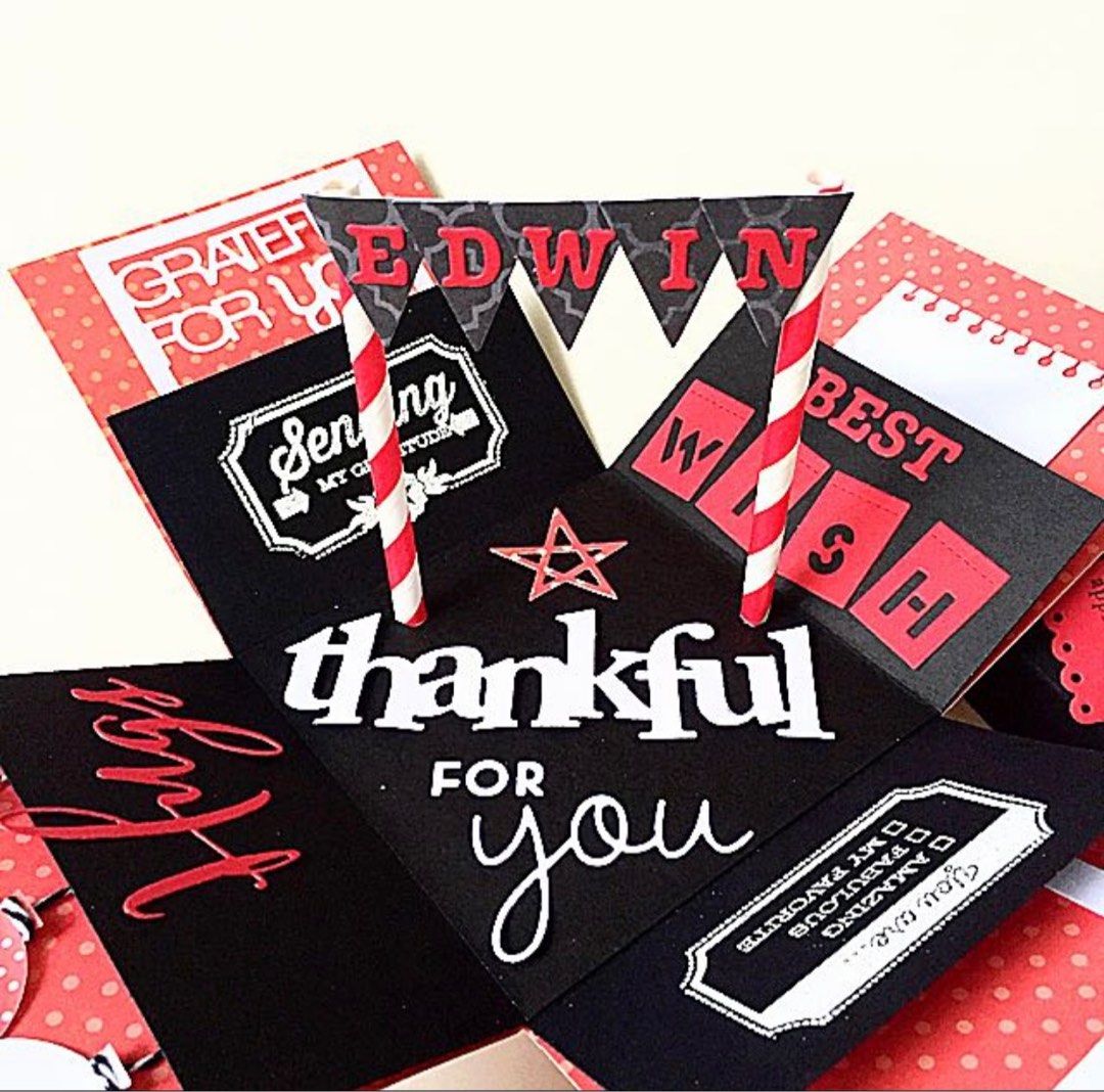Thankful for you farewell handmade explosion box card, Hobbies & Toys ...