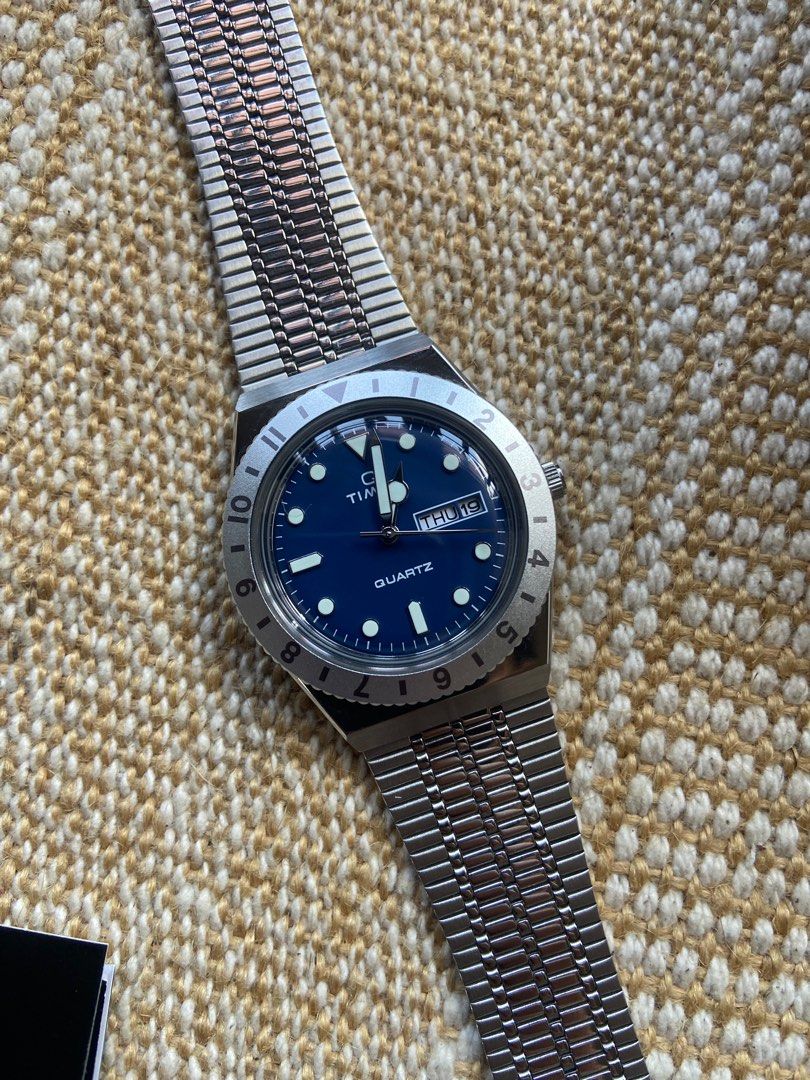 Timex Q 36mm Navy Blue Quartz, Luxury, Watches on Carousell