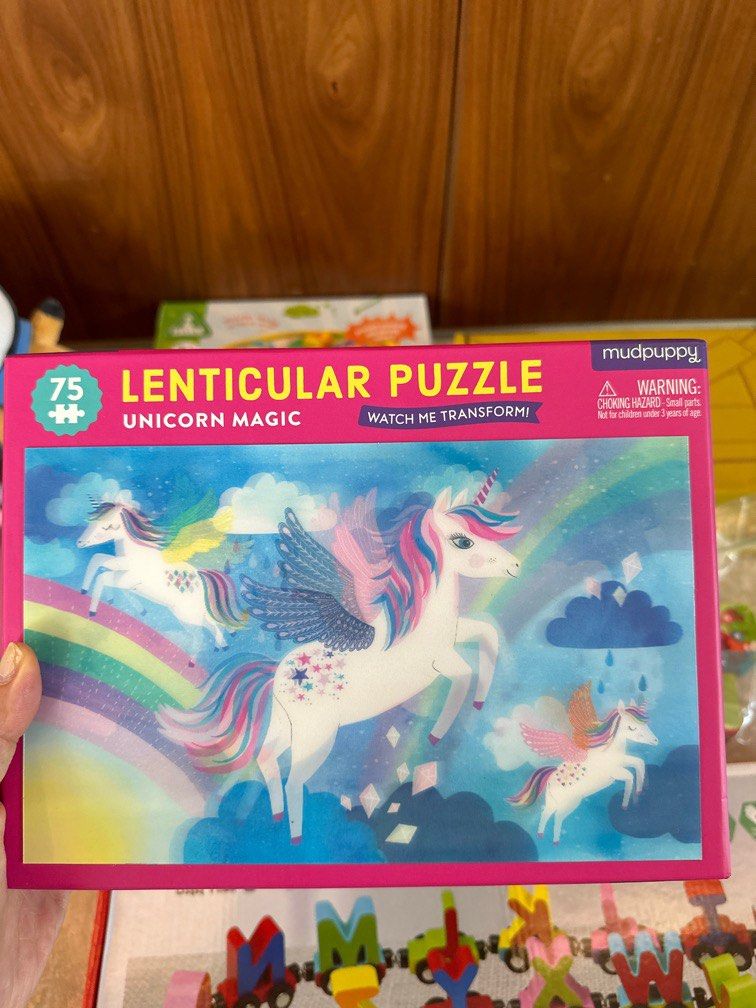 Unicorn Puzzle, Magnetic alphabet car, Jitterbugs game, Ocean game set ...
