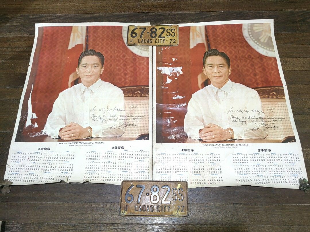 Vintage 1969 1970 Large 4ft Ferdinand Marcos Calendar Poster, Hobbies ...