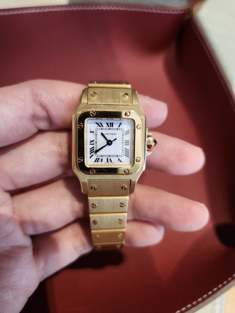Vintage Cartier Santos small in full yellow gold (automatic/self ...