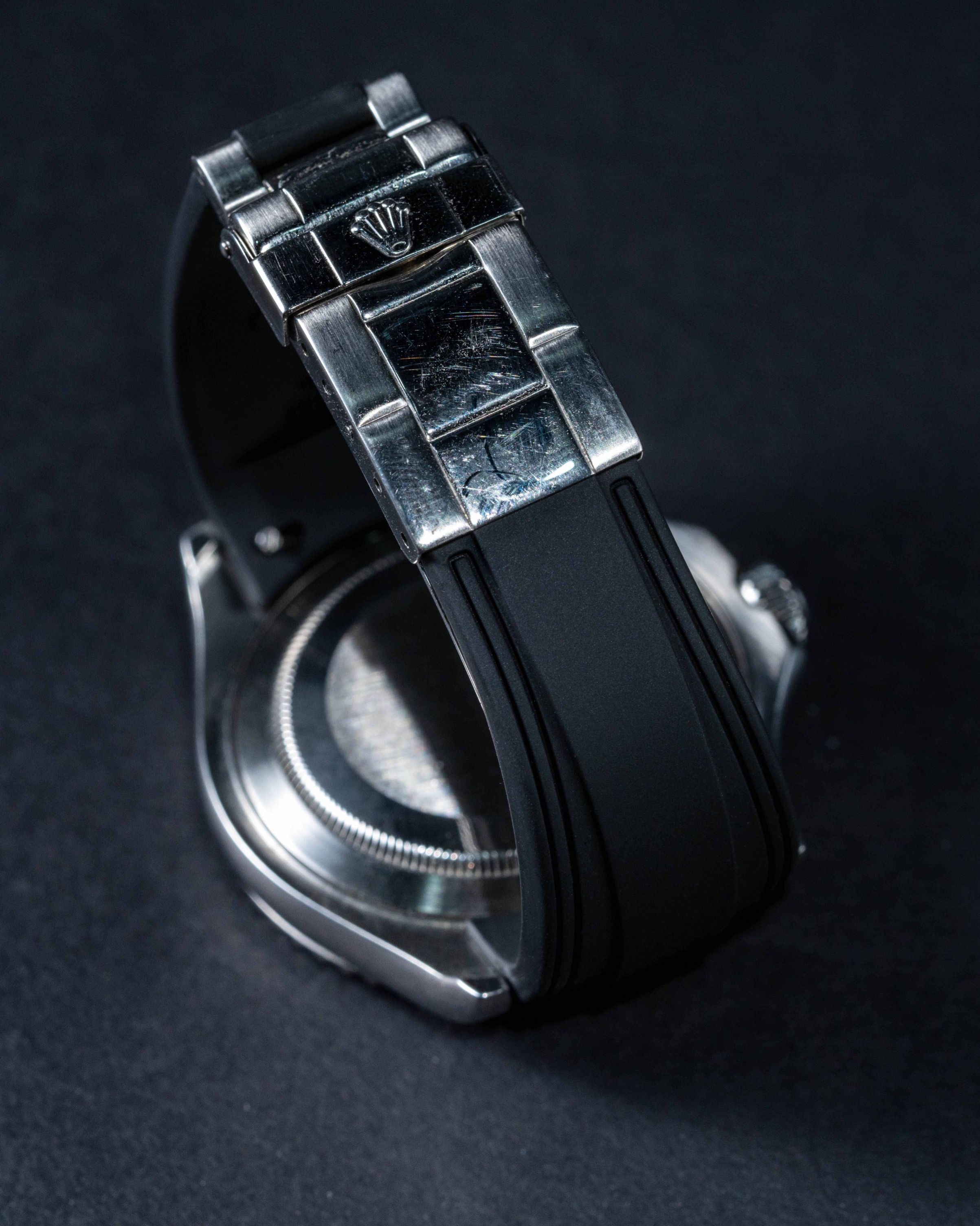 Vulcanised FKM Rubber Strap in Classy Black by Solitaire for Rolex ...