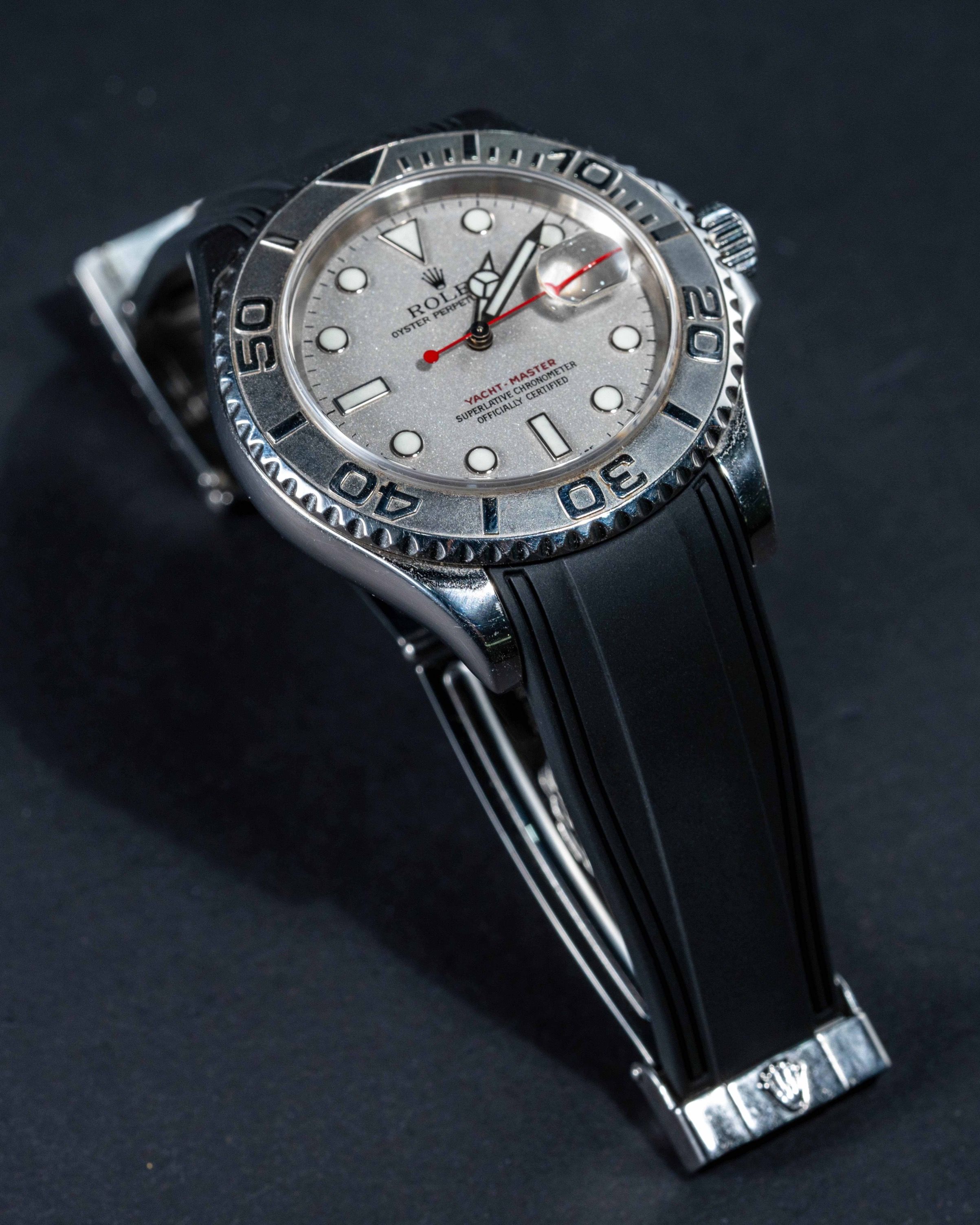 Vulcanised FKM Rubber Strap in Classy Black by Solitaire for Rolex ...