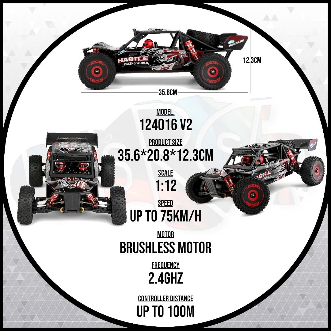 WLToys 124016 V2 RC Car Off-road Buggy Basher 1:12 scale 2.4ghz ...