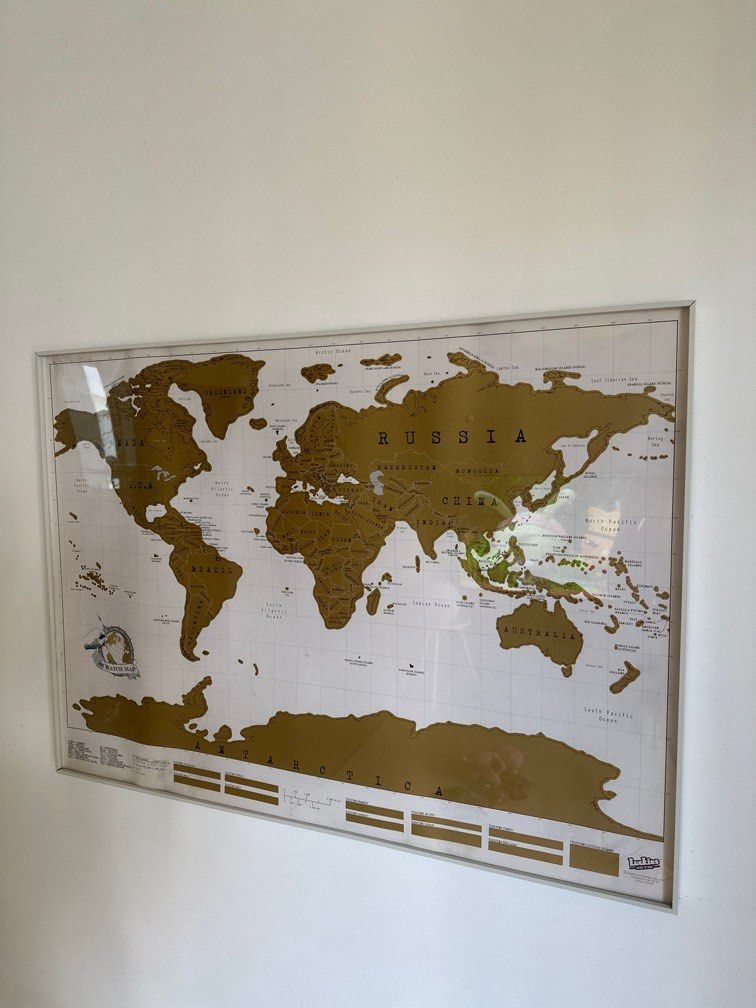 World Map With Frame, Furniture & Home Living, Home Decor, Wall Decor ...