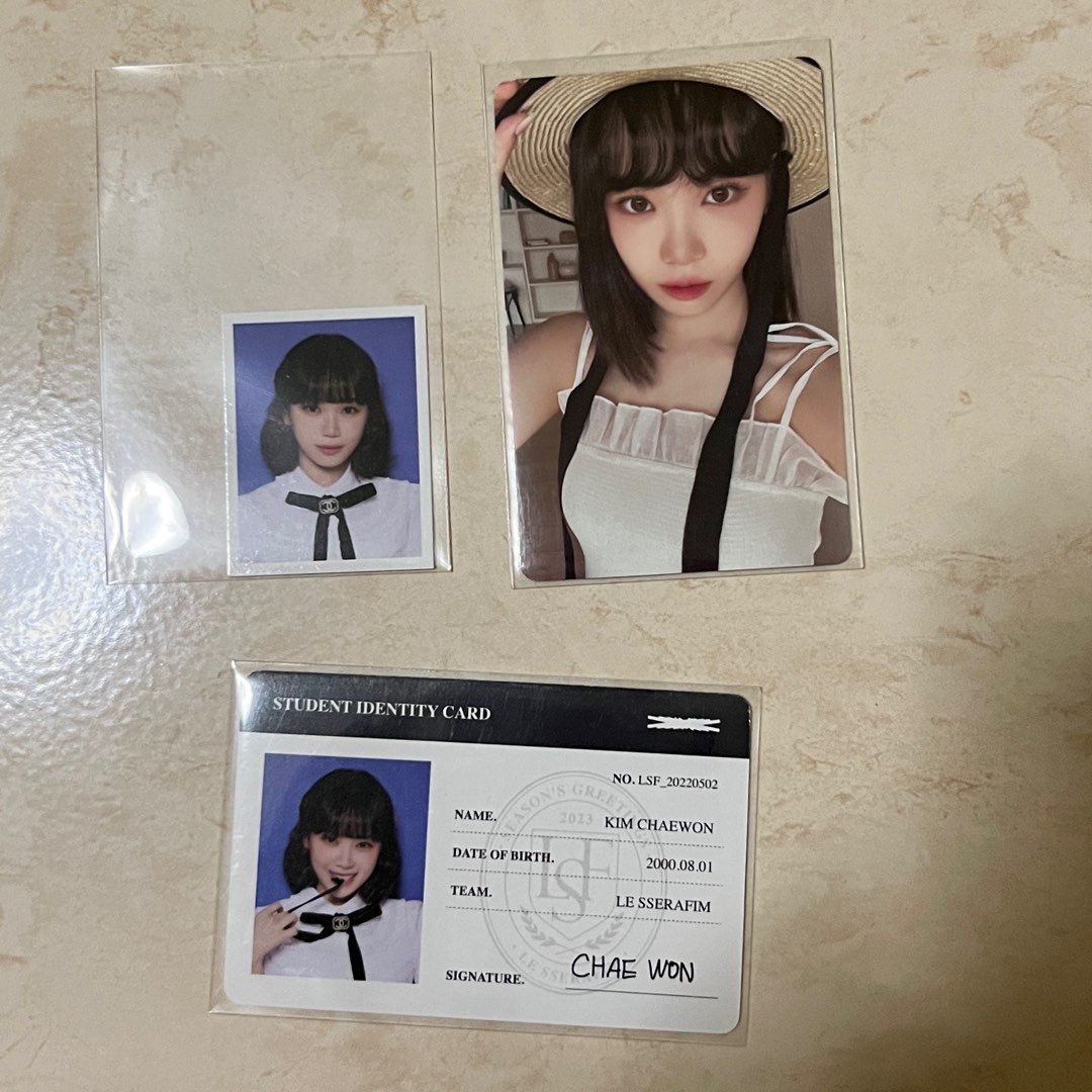 [wts] le sserafim chaewon season greetings photocard + id card + id ...