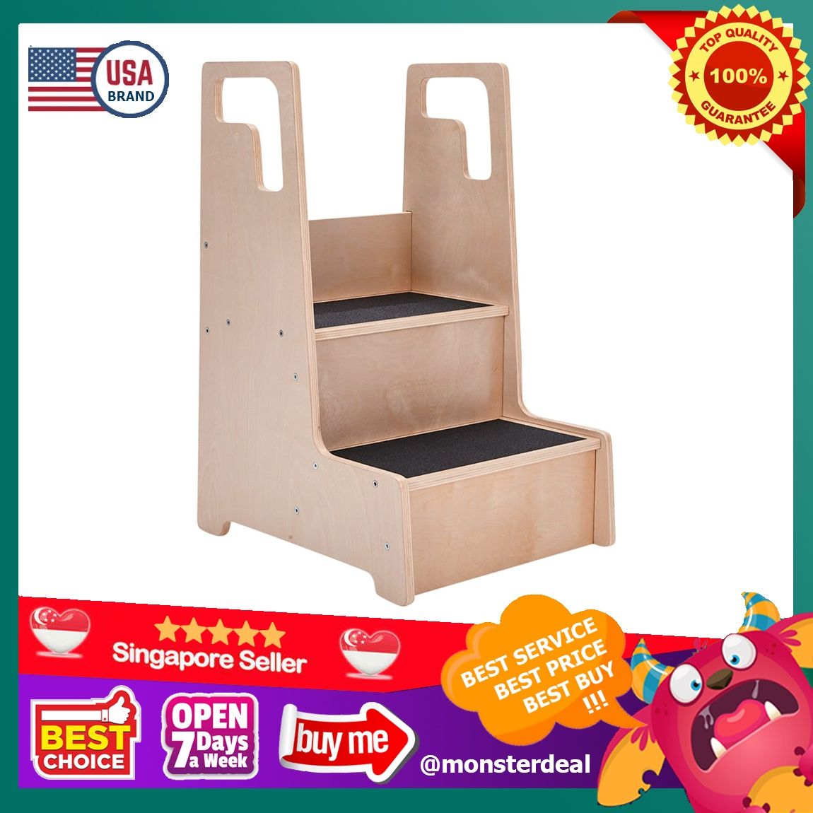 [YBR] ECR4Kids Reach-Up Step Stool with Support Handles and Non-Slip ...
